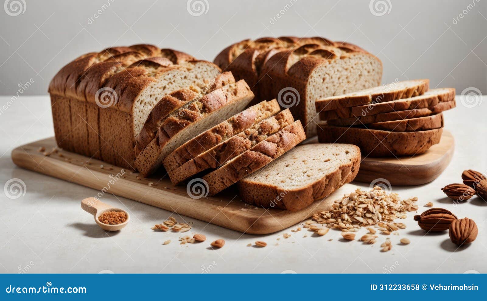 Rye Bread Cut into Pieces on a White Background. Isolated Stock ...
