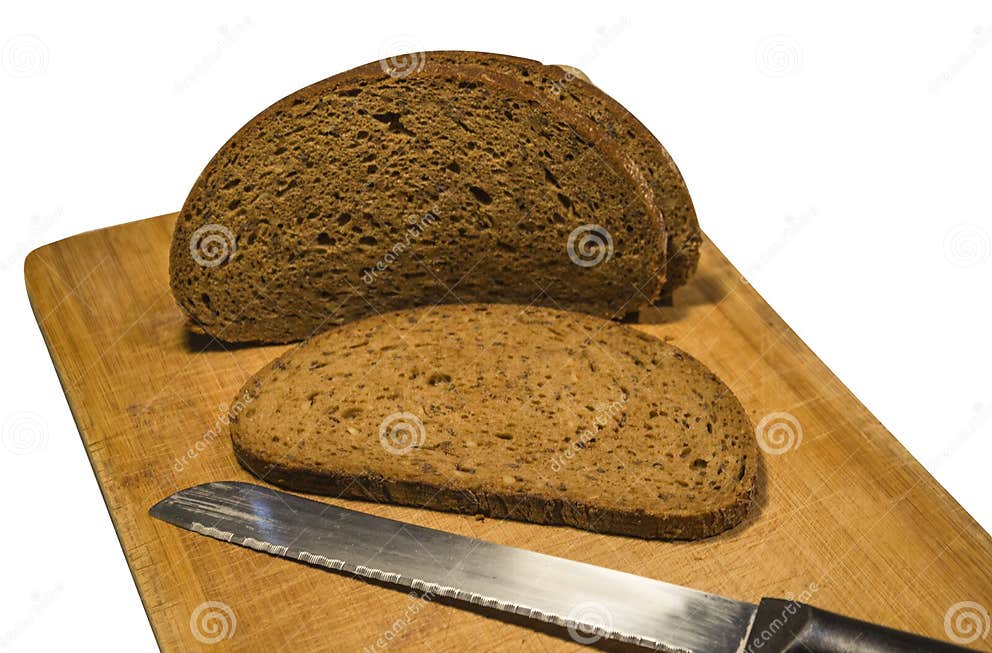 Rye Bread Cut into Slices with Knife Stock Photo - Image of organic ...