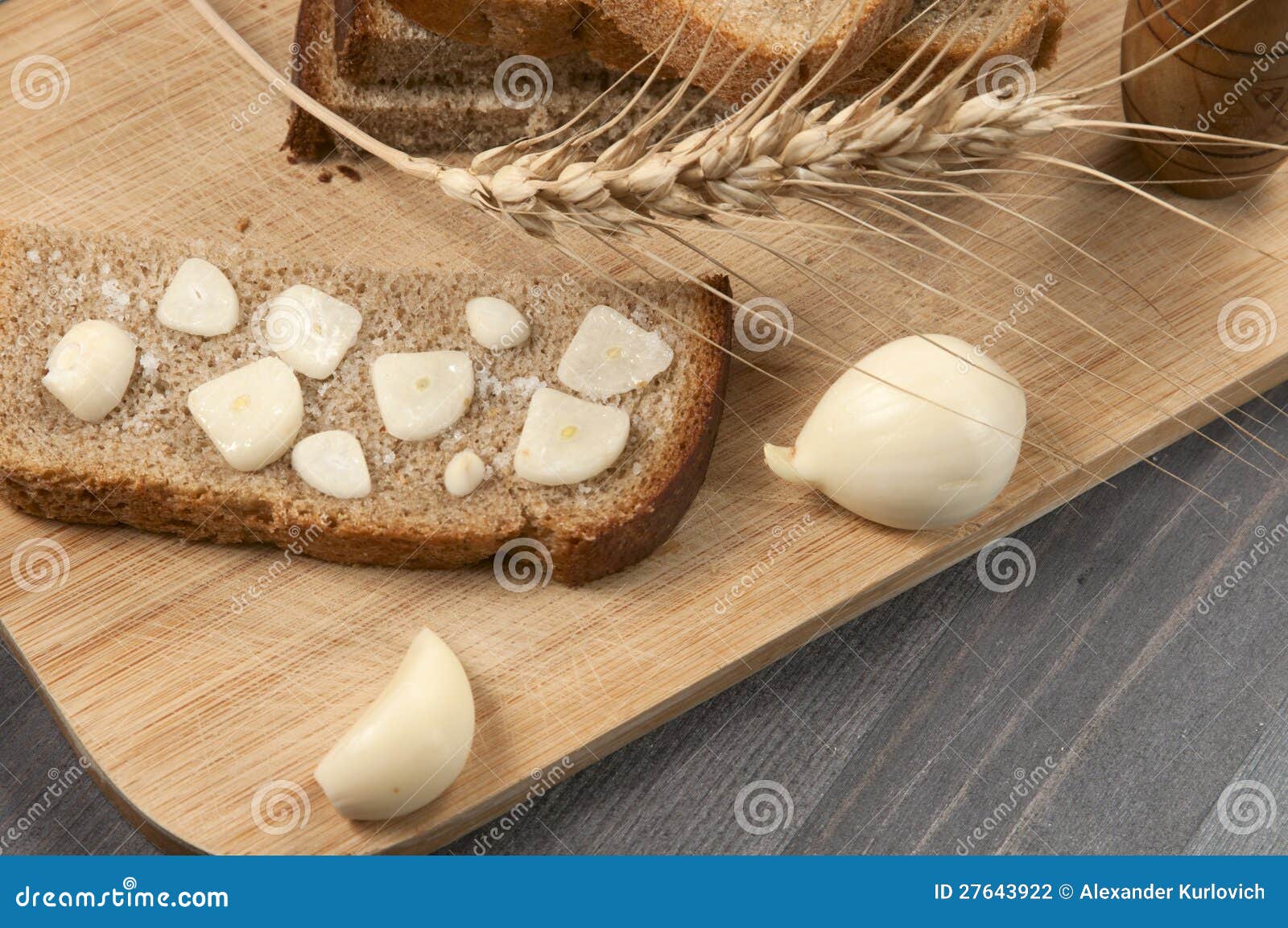 Rye Bread with Garlic and Salt Stock Photo - Image of pieces, food ...