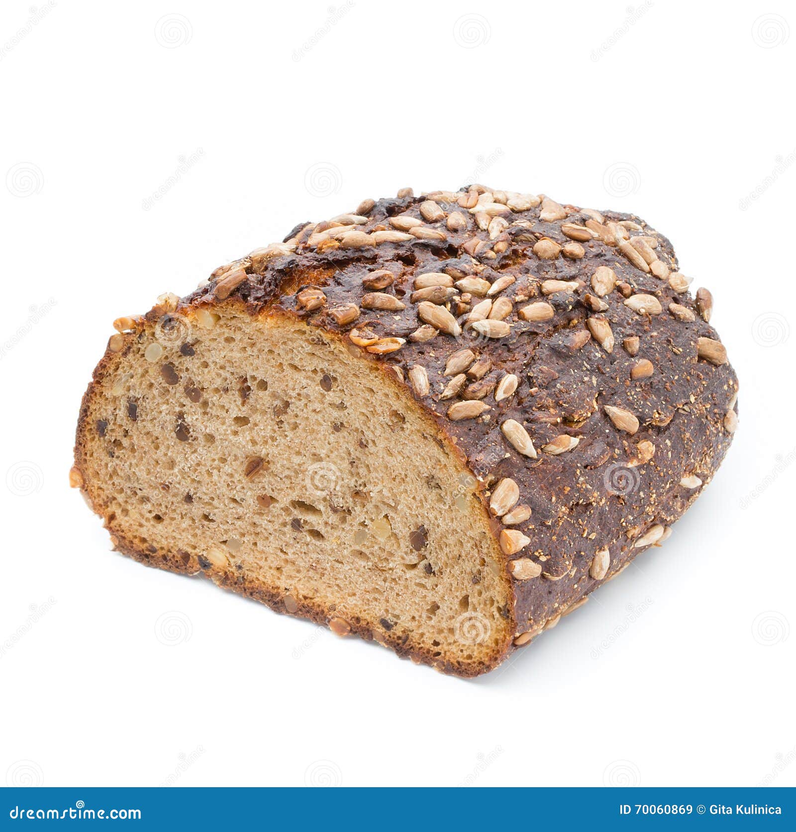 Rye Bread Isolated on White Background. Stock Image - Image of grains ...