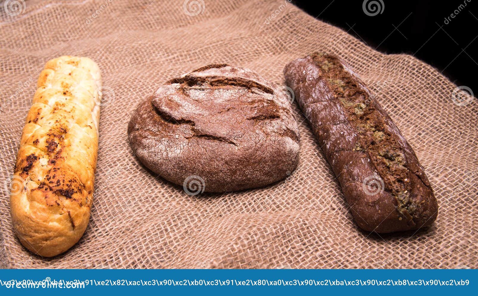 Rye Bread,a Loaf of White and Rye Bread on the Table Close-up,with ...
