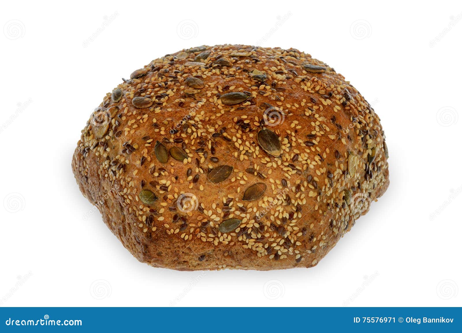 Rye Bread with Pumpkin and Sesame Seeds Isolated. Stock Image - Image ...