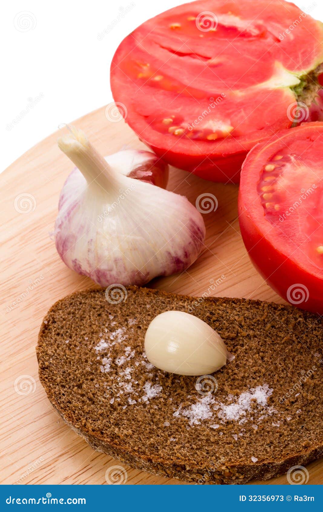 Rye Bread with Salt and Vegetables Stock Image - Image of ripe, garlic ...