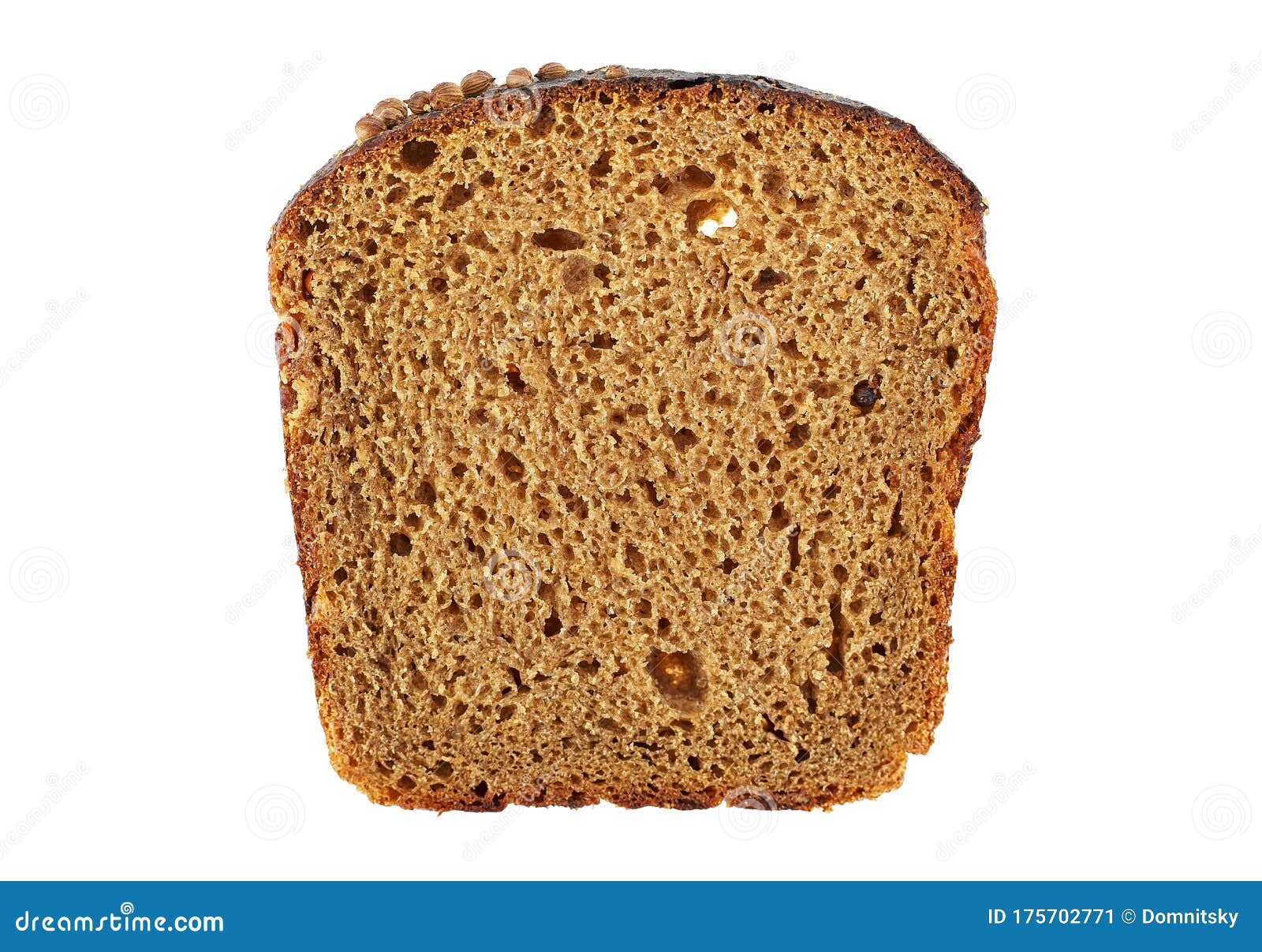 Rye Bread Slice Isolated on White Background Stock Image - Image of ...