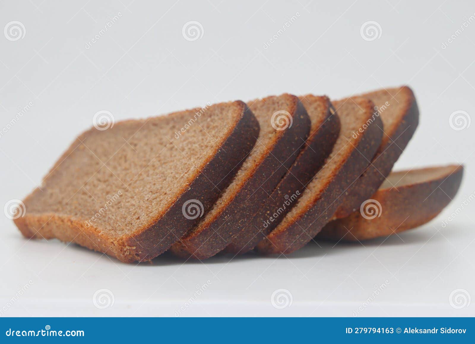 Rye Bread Slice Isolated on White Background. Stock Image - Image of ...