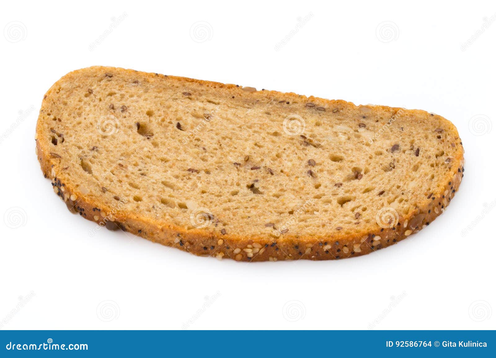 Rye Bread Slice Isolated on White Background. Stock Photo - Image of ...