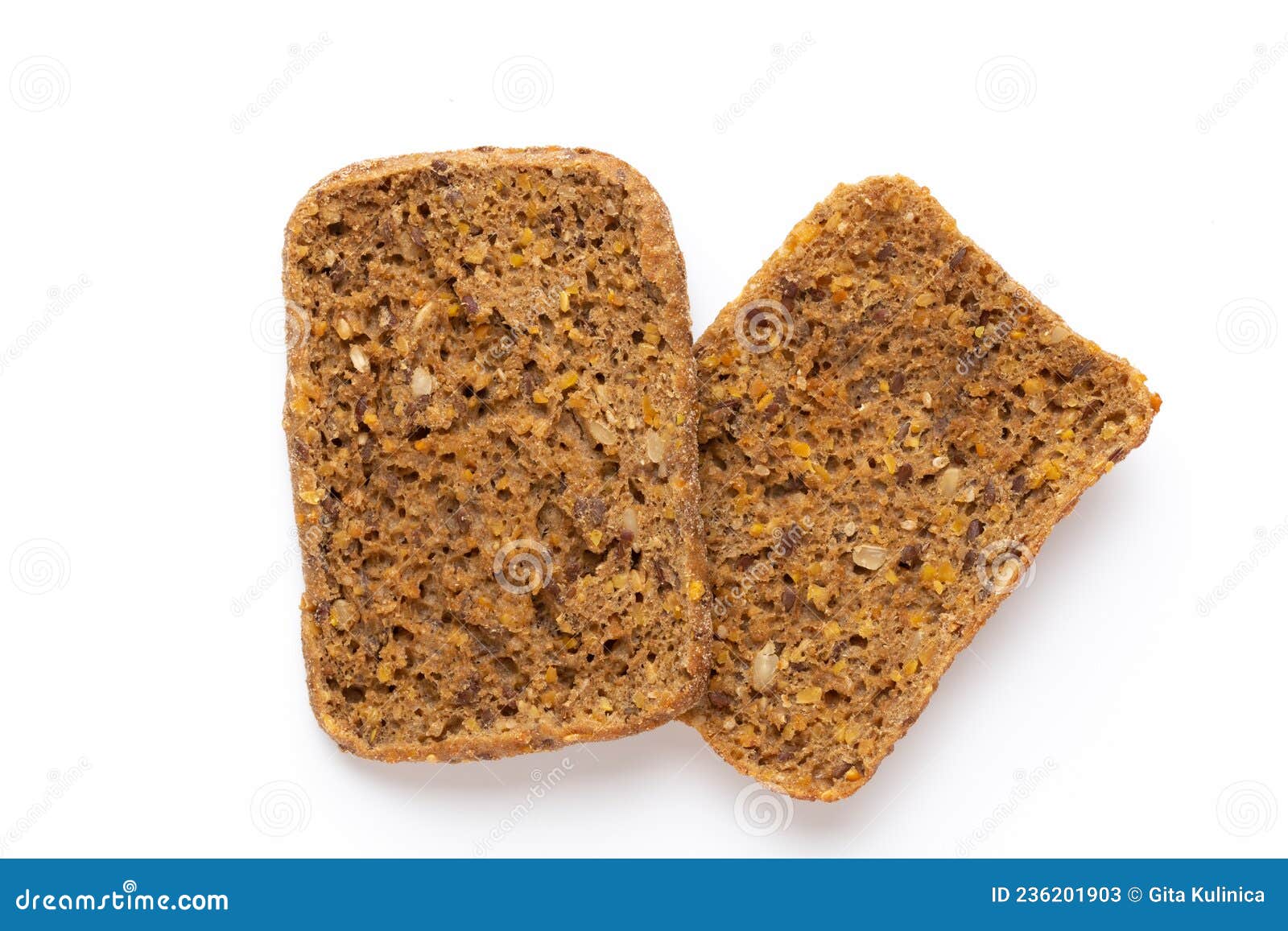 Rye Bread Slice on a White Background Stock Image - Image of dark ...