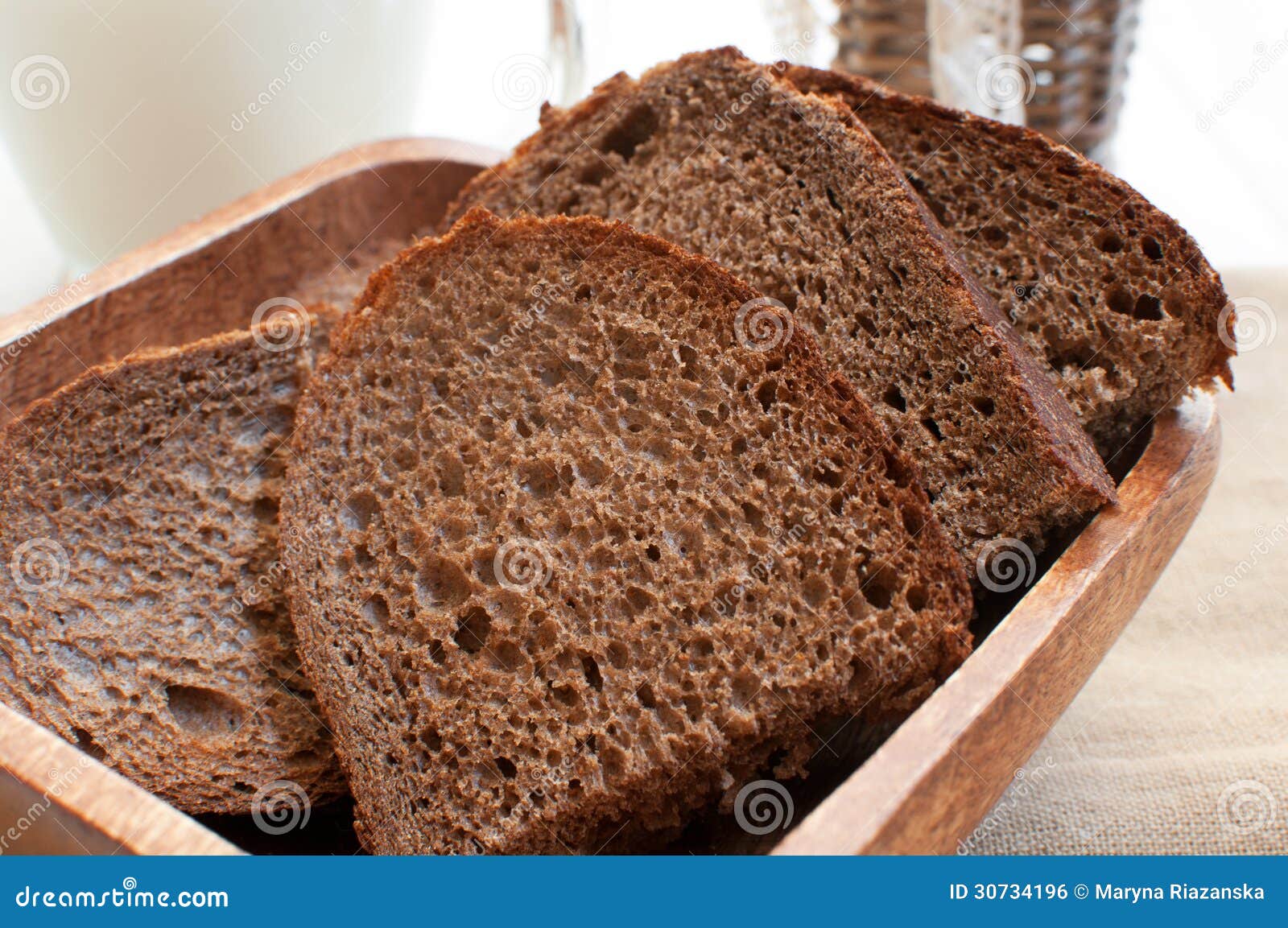 Rye bread slices close-up stock photo. Image of stack - 30734196