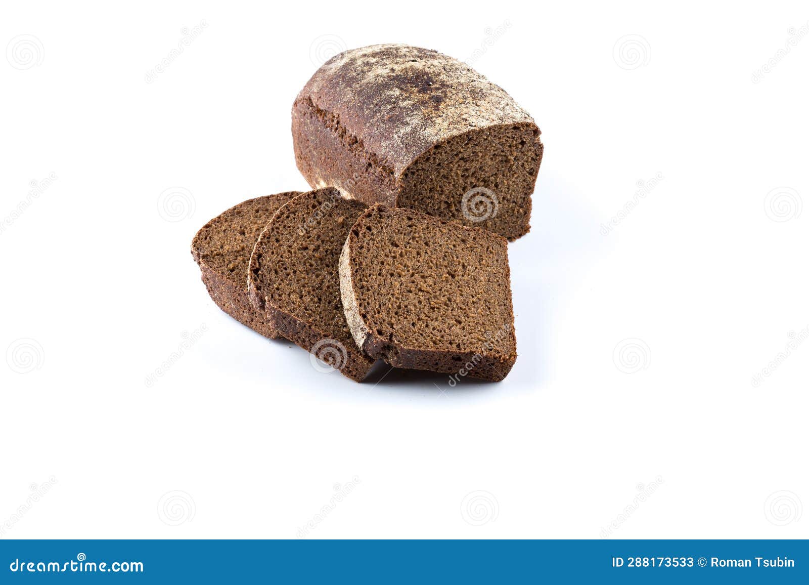 Rye Bread Slices Isolated on White Background Stock Image - Image of ...