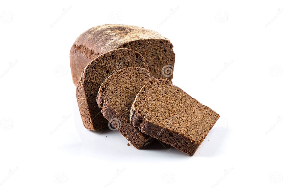 Rye Bread Slices Isolated on White Background Stock Image - Image of ...