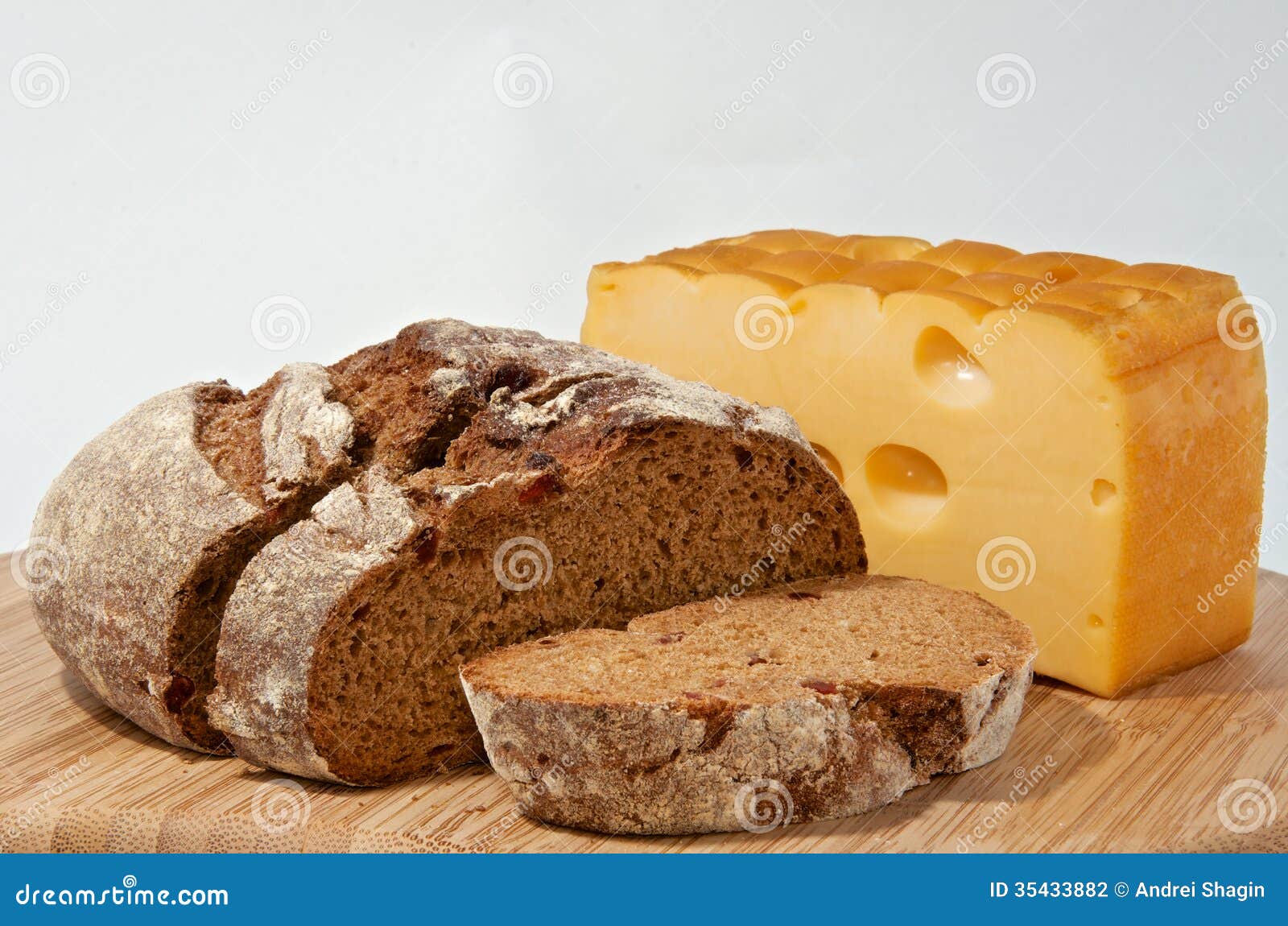 Rye Bread and Smoked Cheese on Wood Board Stock Photo - Image of bake ...