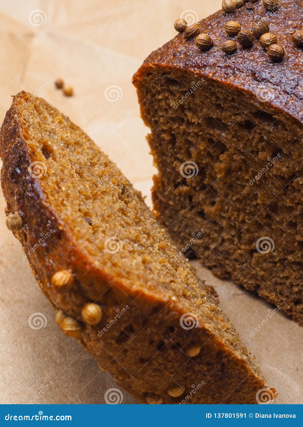 Rye Bread with Spices Background Stock Image - Image of crunchy ...