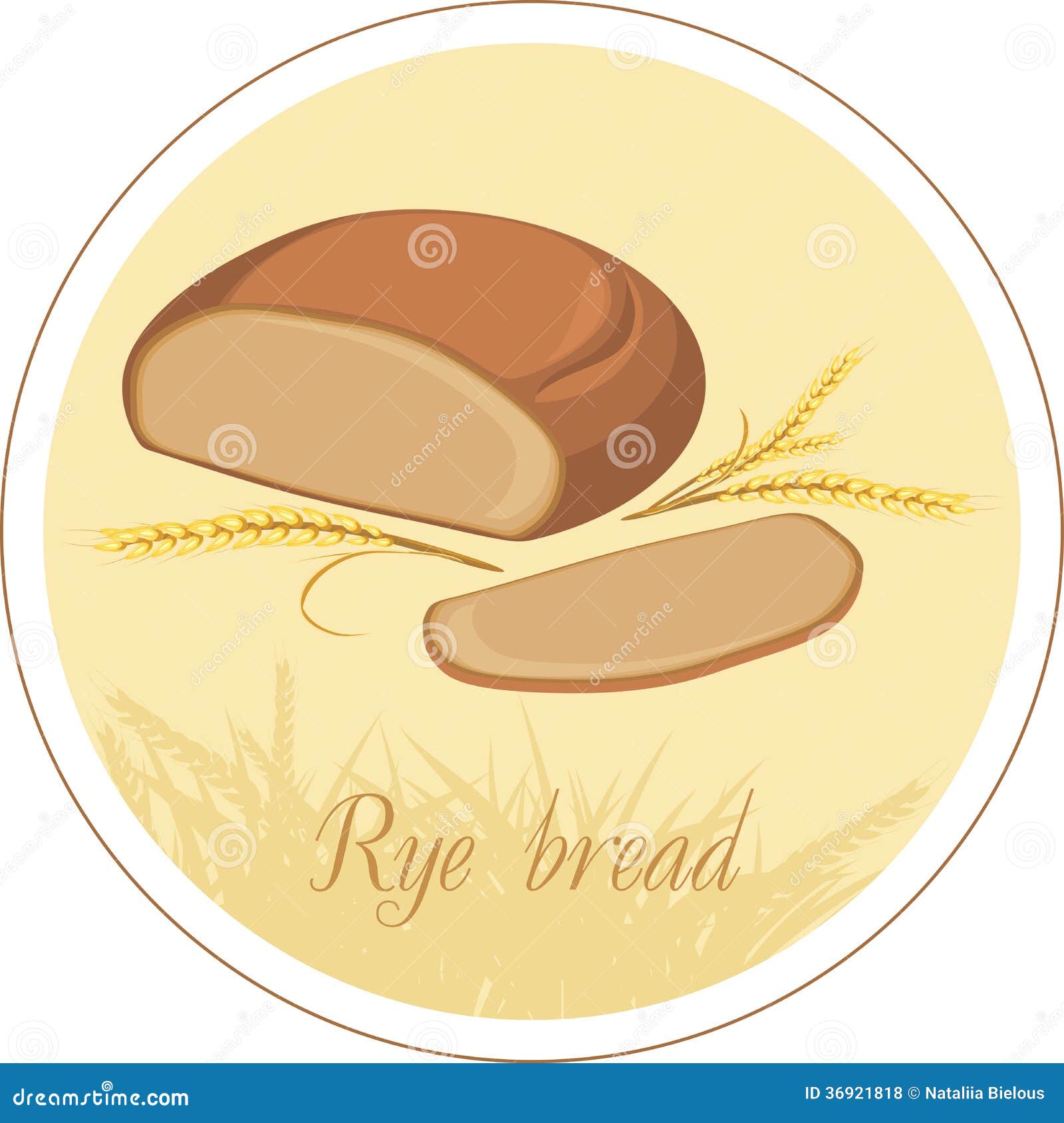Rye Bread and Wheat Ears. Label Stock Vector - Illustration of baker ...