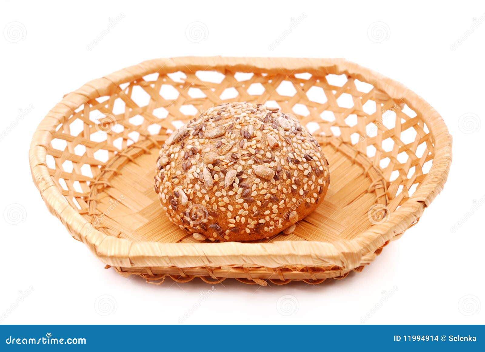 Rye bun in a basket stock photo. Image of brown, breakfast - 11994914