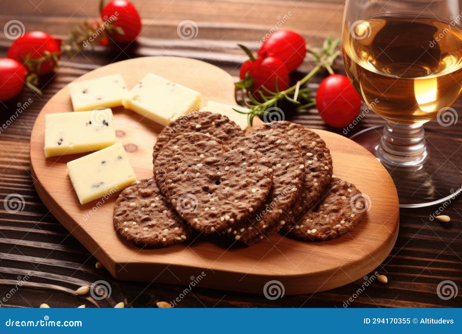 Rye Crackers Surrounding a Heart-shaped Swiss Cheese Stock Image ...