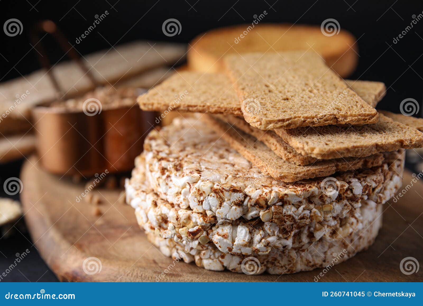 Rye Crispbreads, Rice Cakes and Rusks on Table, Closeup Stock Image ...