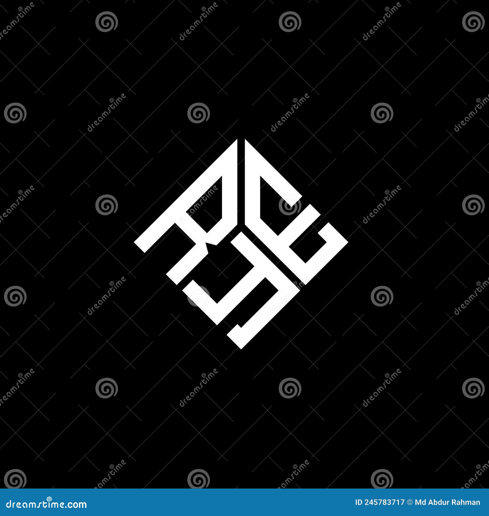 RYE Letter Logo Design on Black Background. RYE Creative Initials ...