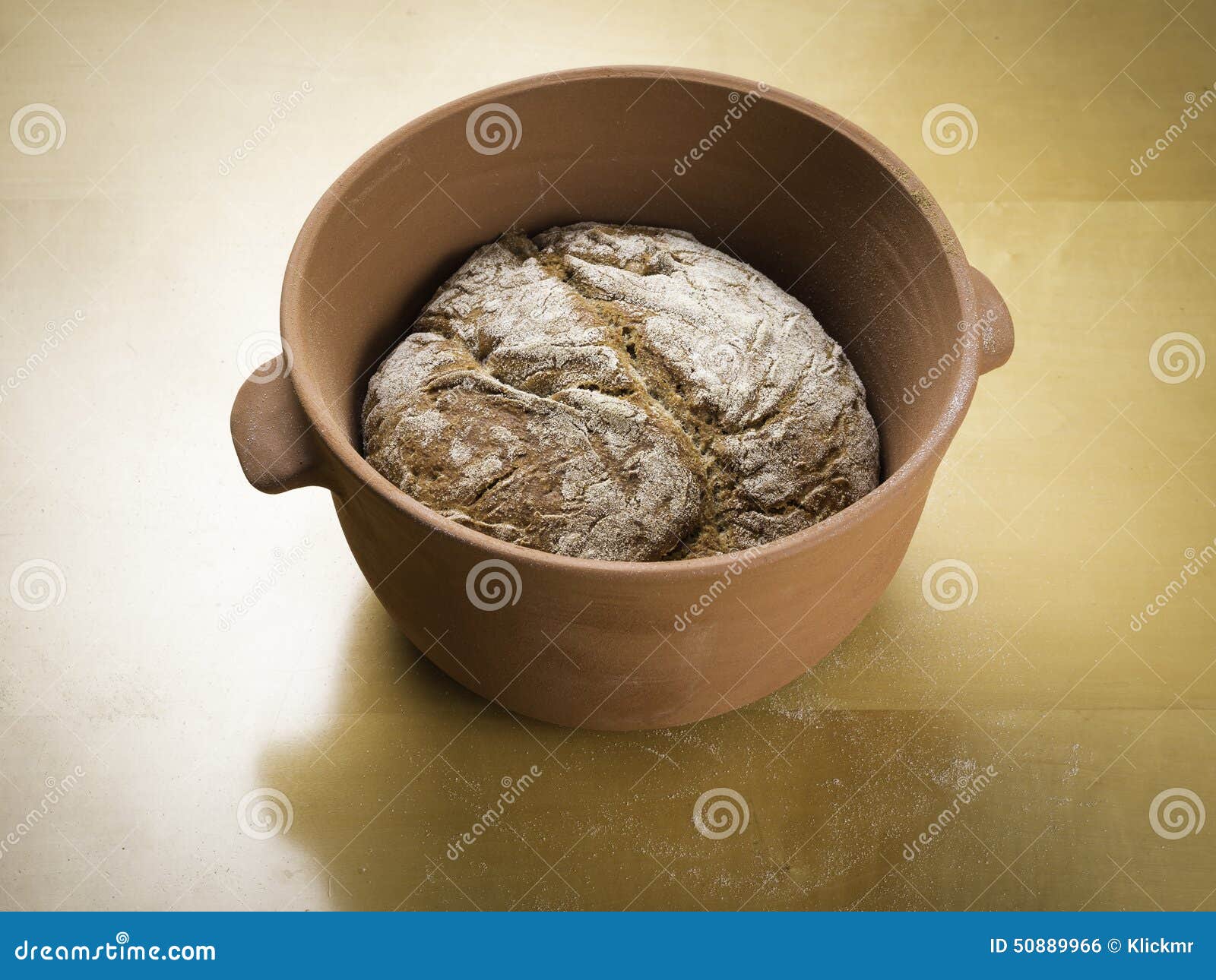 Rye Loaf of Bread Baked in a Clay Baking Bowl Stock Photo - Image of ...