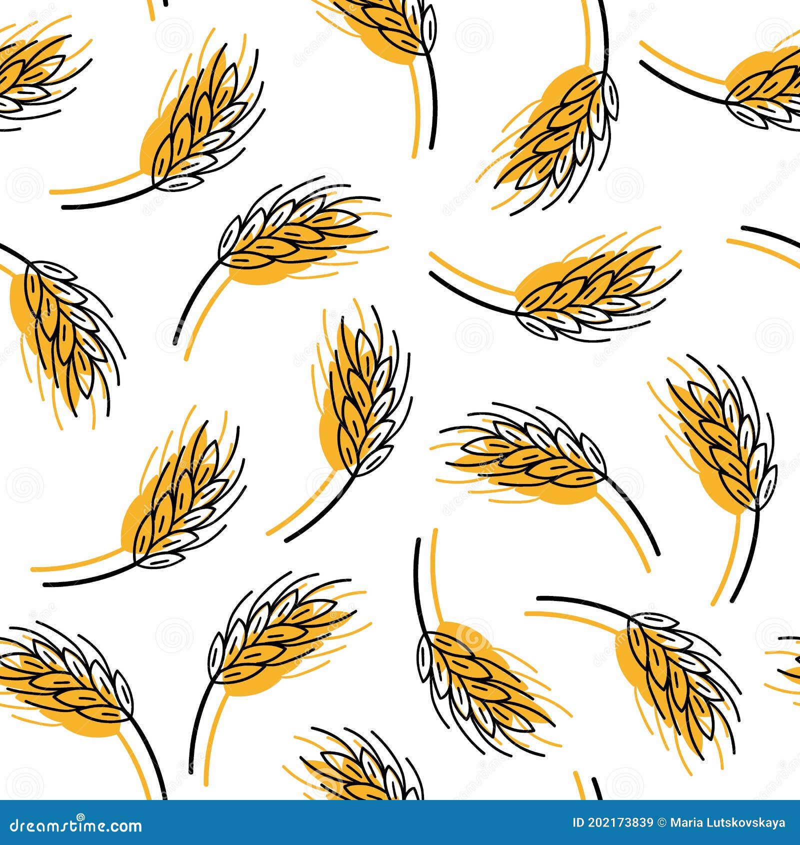 Rye Seamless Pattern. Line Grain Wheat or Cereal Stock Vector ...