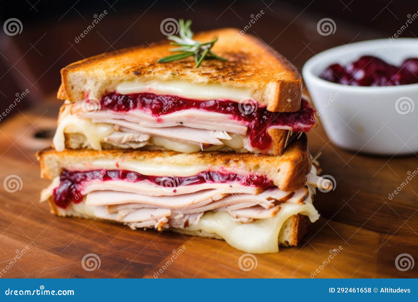 A Rye Slice Featuring Smoked Turkey, Cranberry Sauce, and Brie Stock ...