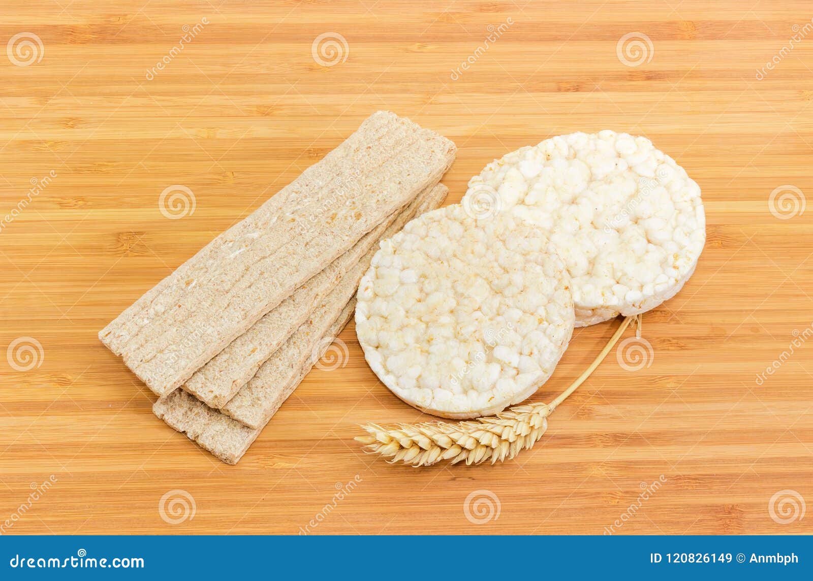 Rye-wheat and Rice Crispbreads with Wheat Ear Stock Image - Image of ...