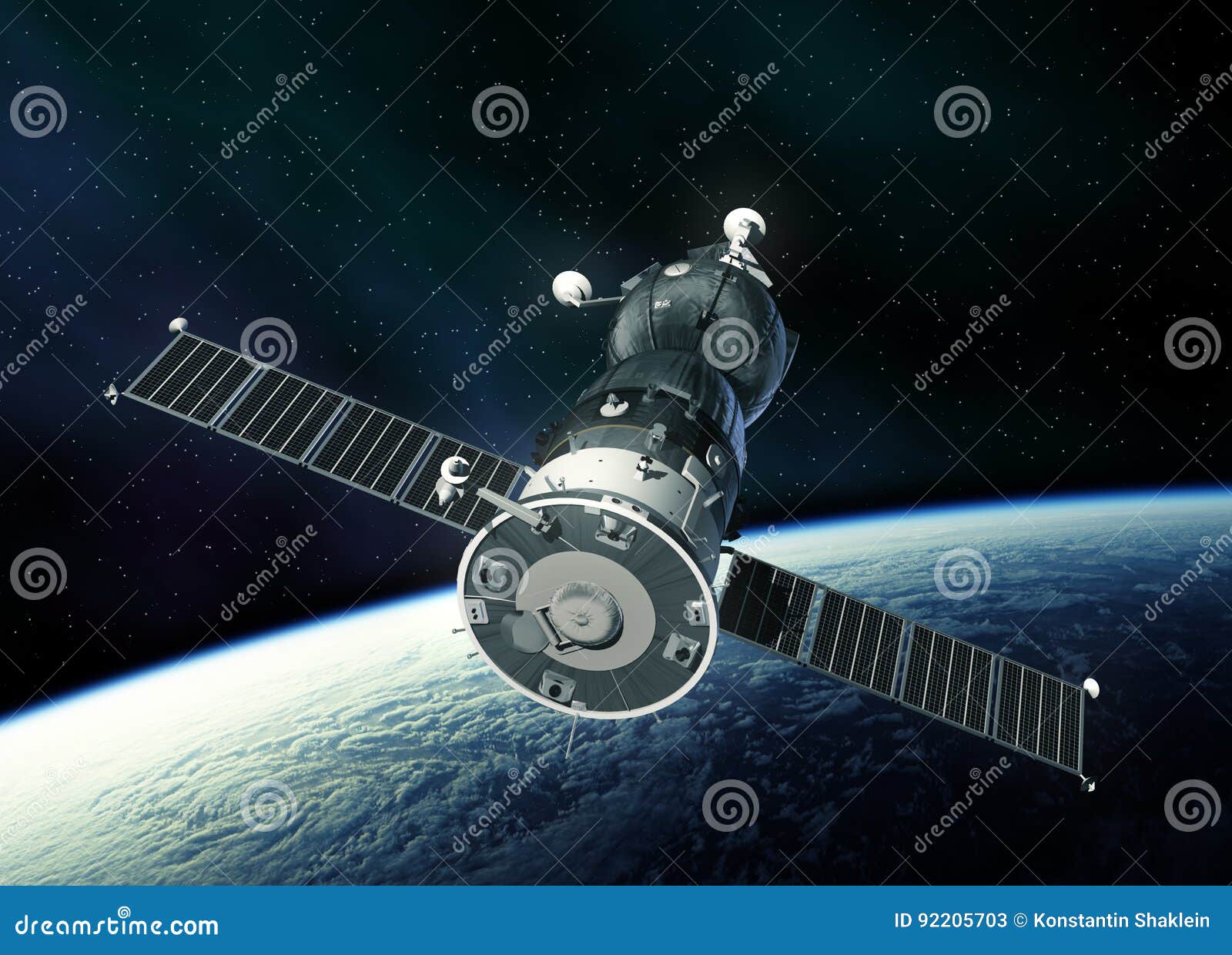 Rymdskepp i yttre rymd stock illustrationer. Illustration av ...