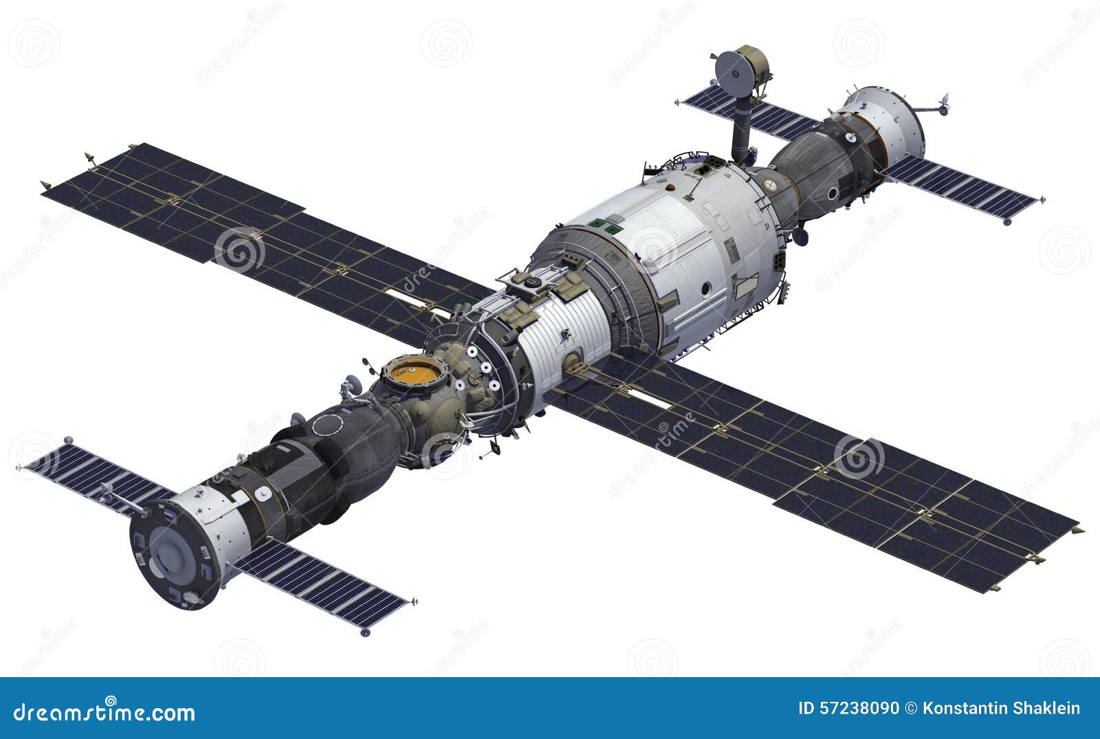 Rymdskepp och rymdstation stock illustrationer. Illustration av ...