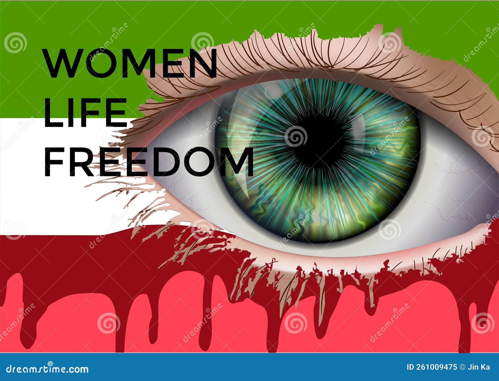 Women Life Freedom. Hands Holding Multicolored Tuft Of Cut Hair ...