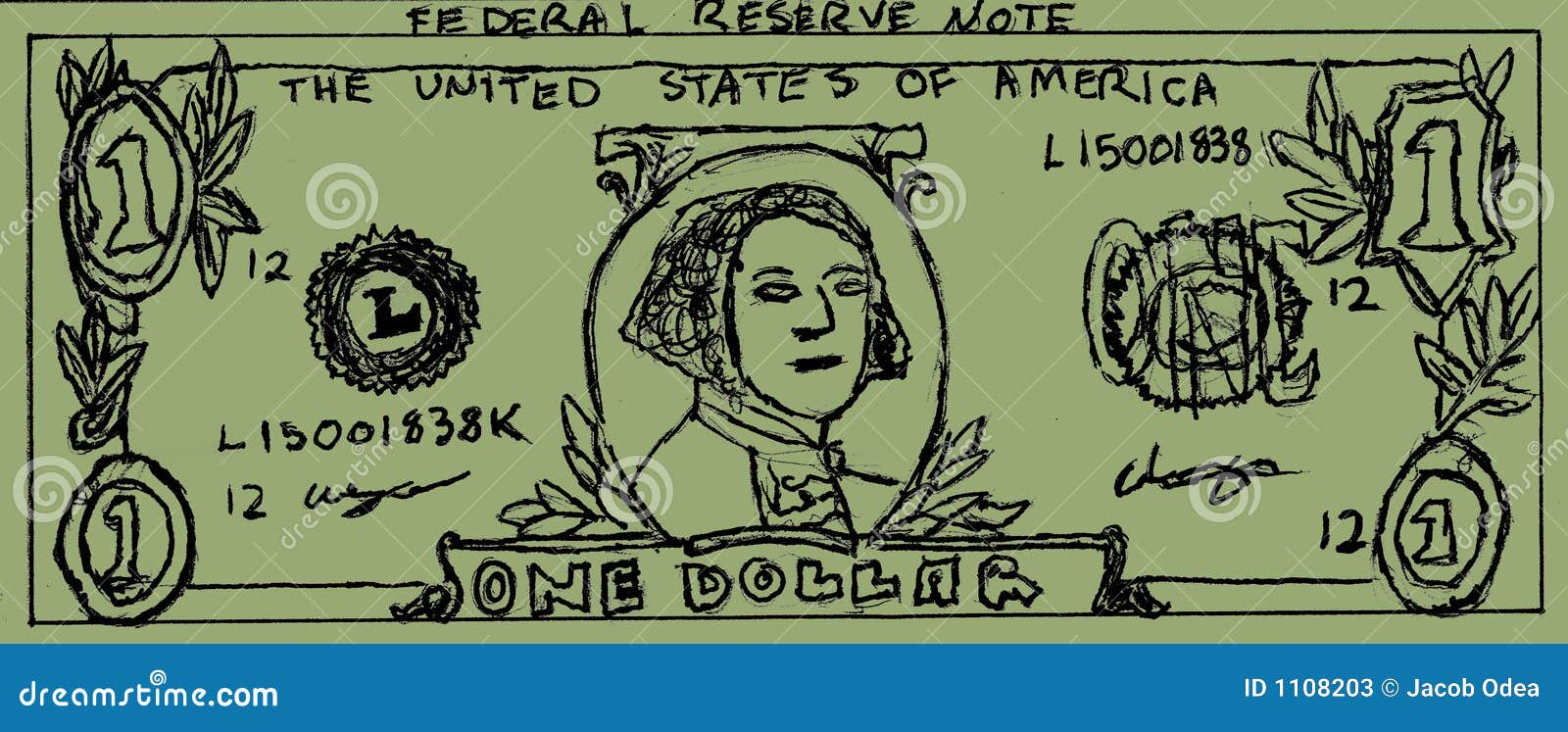 Rysunek rachunku dolara ilustracji. Ilustracja złożonej z waszyngton ...