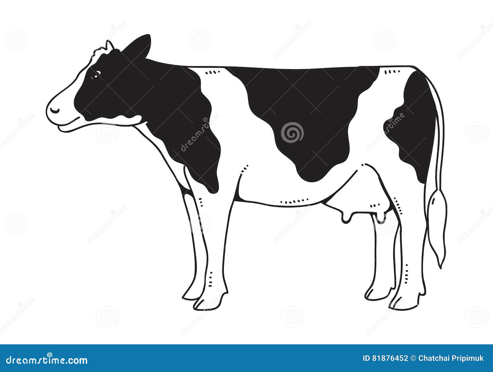 Rysunkowa krowa, wektor ilustracja wektor. Ilustracja złożonej z ...