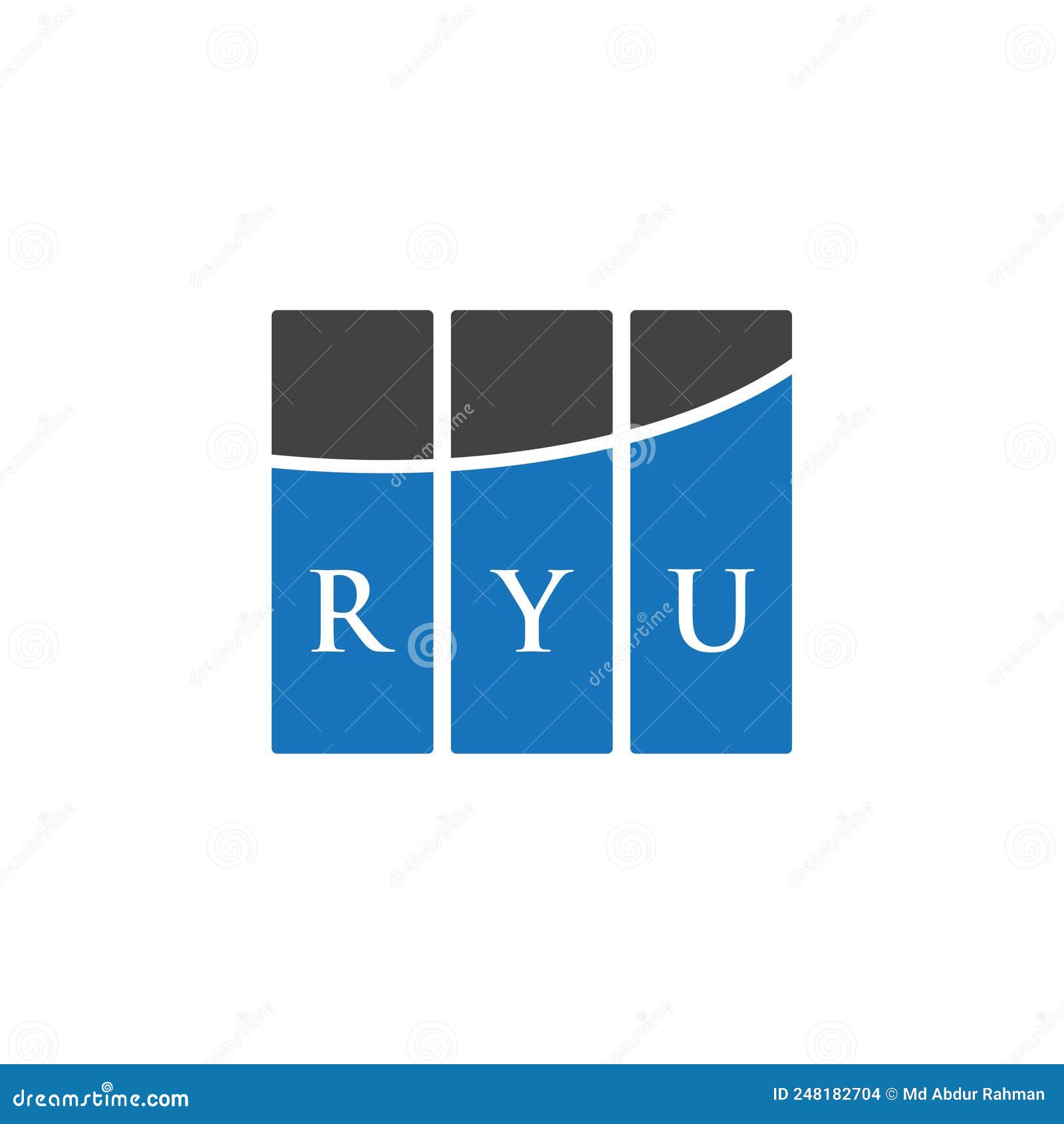 RYU Letter Logo Design on WHITE Background. RYU Creative Initials ...