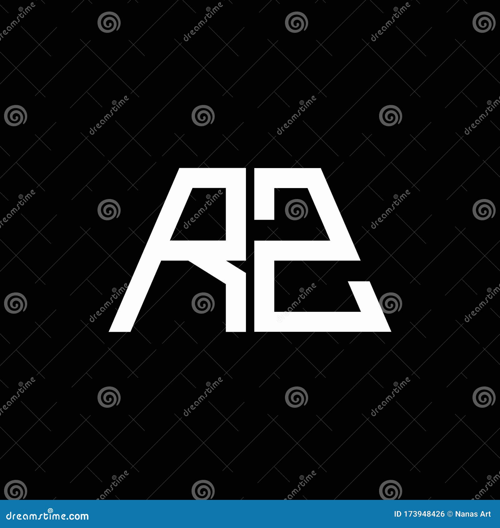 RZ Logo Abstract Monogram Isolated on Black Background Stock Vector ...