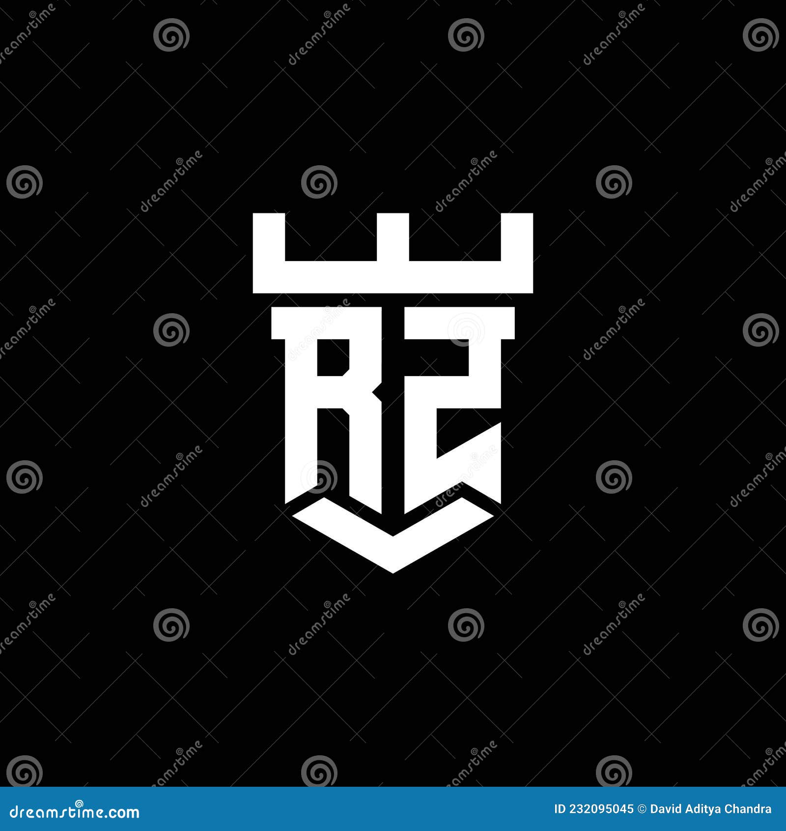 RZ Logo Letter Castle Shape Style Stock Vector - Illustration of font ...
