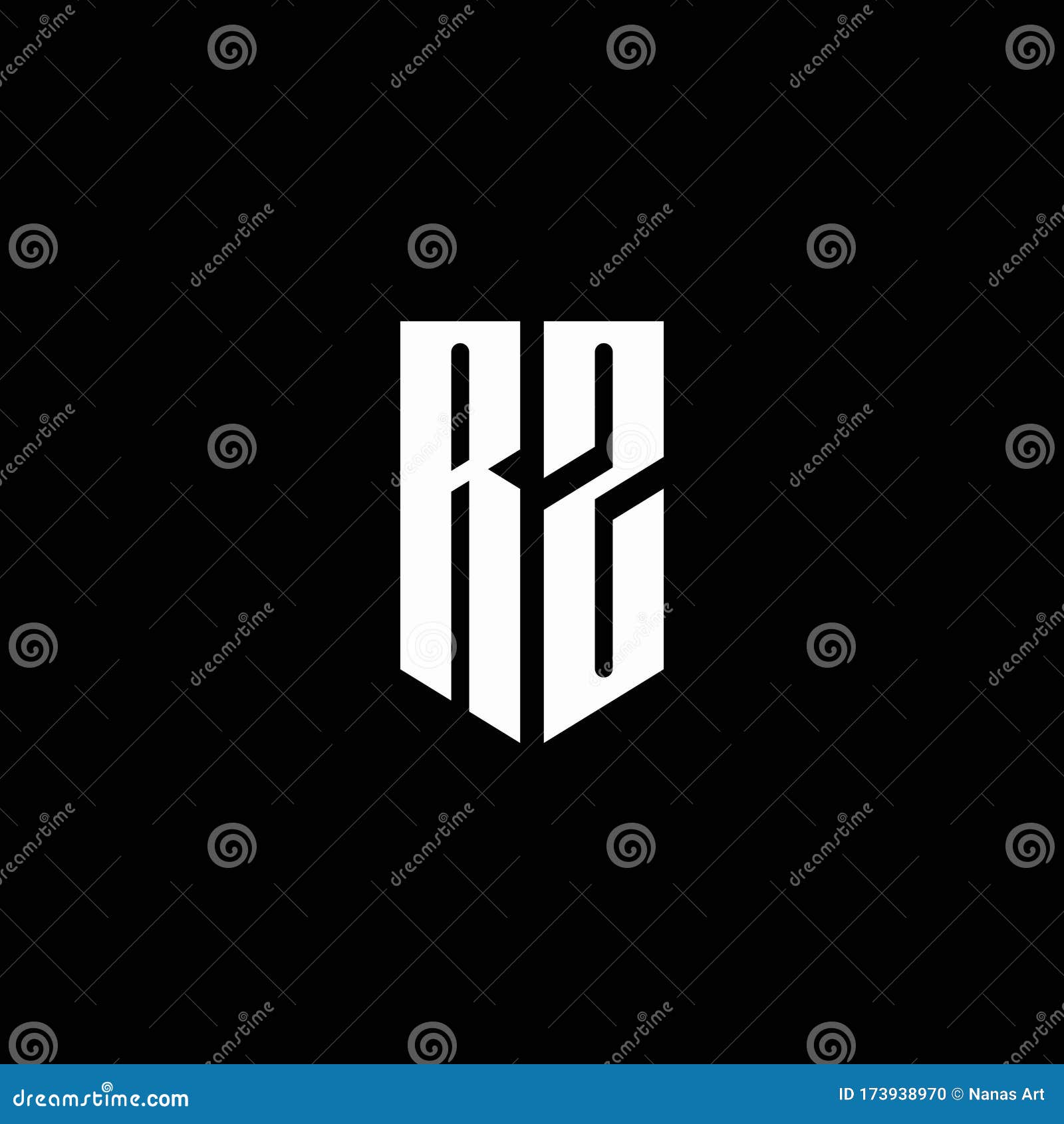 RZ Logo Monogram with Emblem Style Isolated on Black Background Stock ...