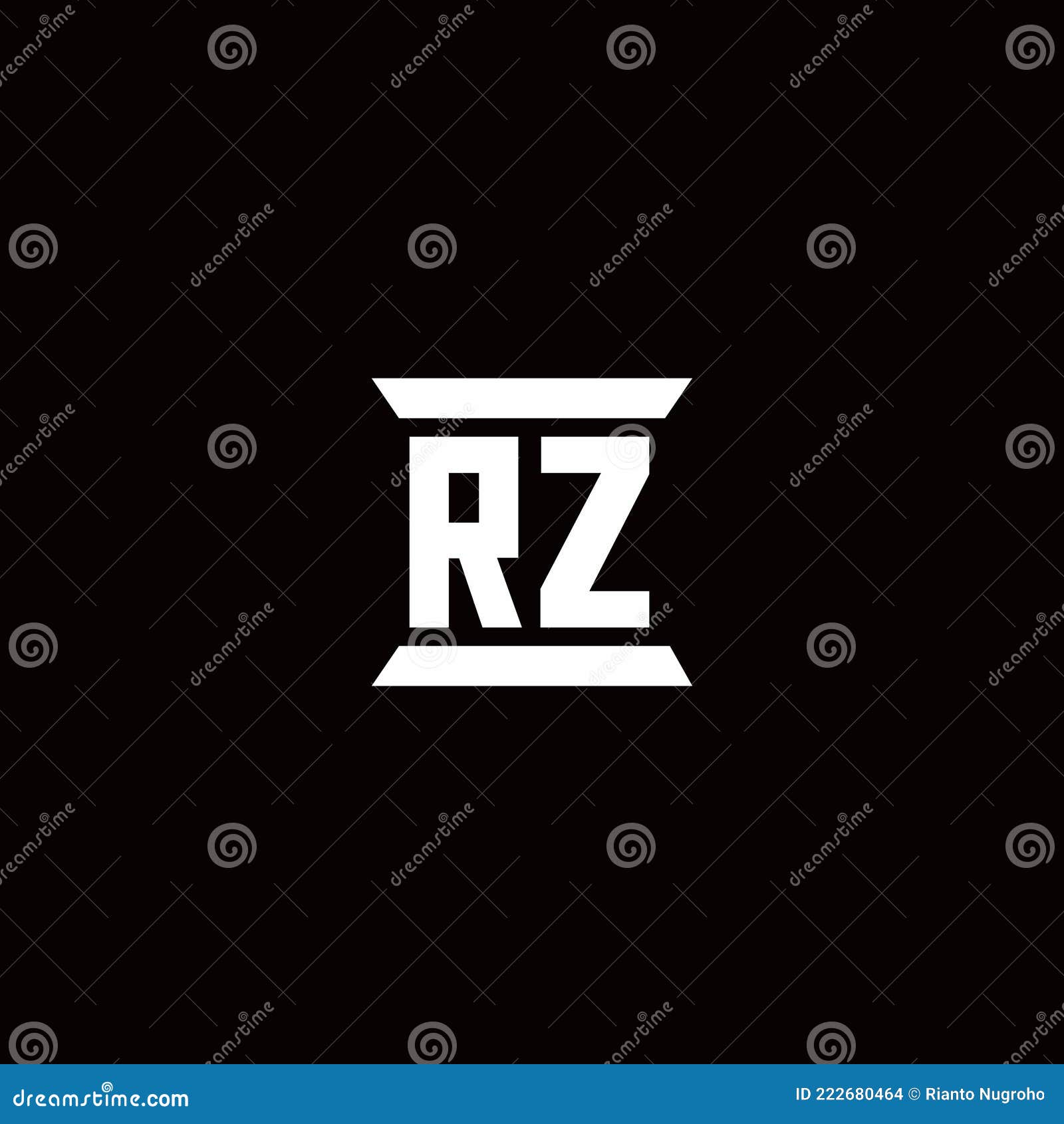 RZ Logo Monogram with Pillar Shape Designs Template Stock Vector ...