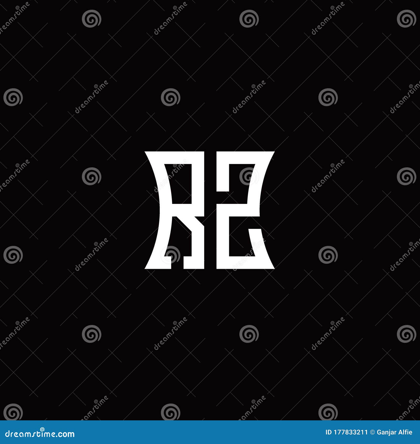 RZ Monogram Logo Letter with Curved Side Style Stock Vector ...
