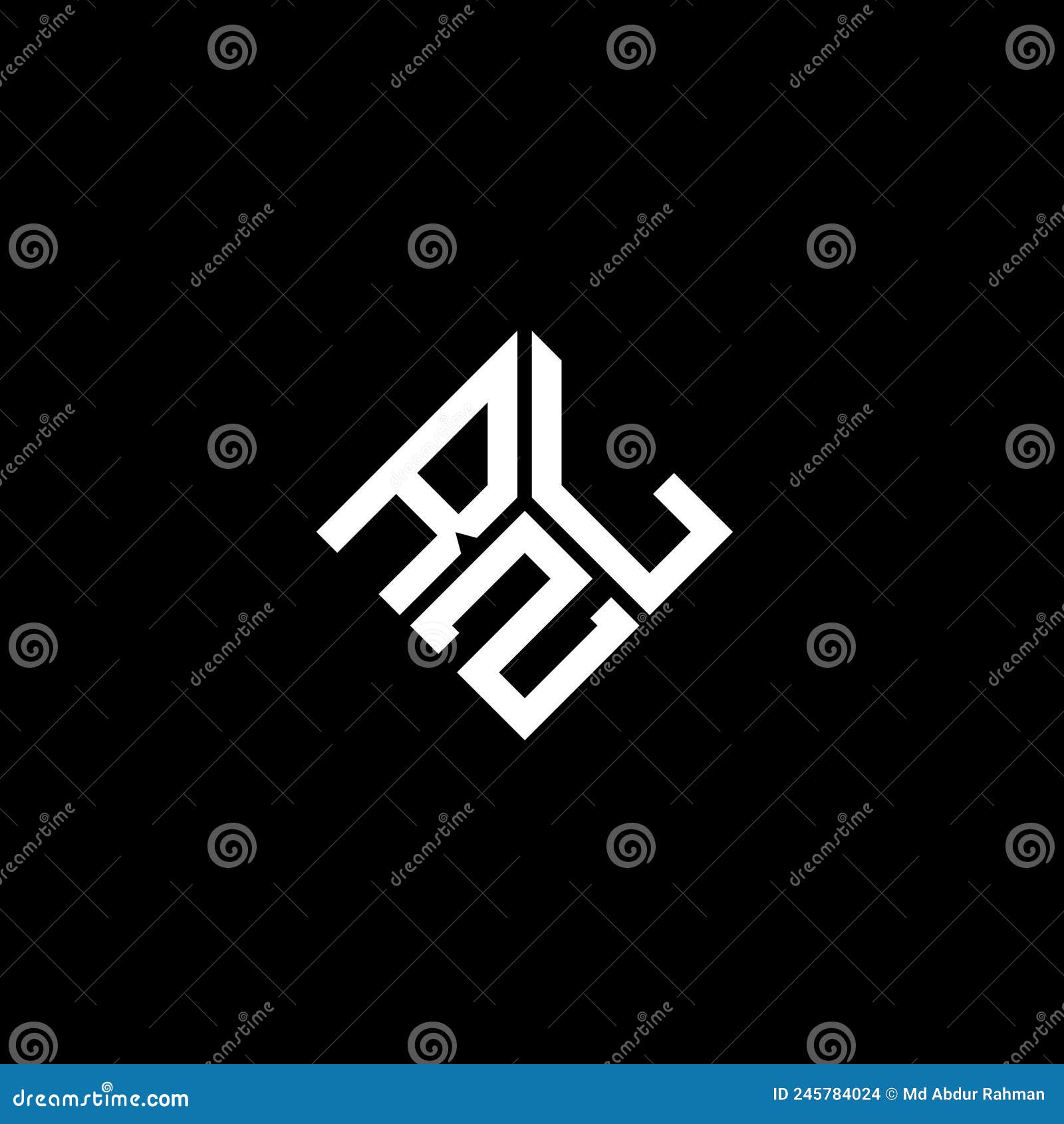 RZL Letter Logo Design on Black Background. RZL Creative Initials ...