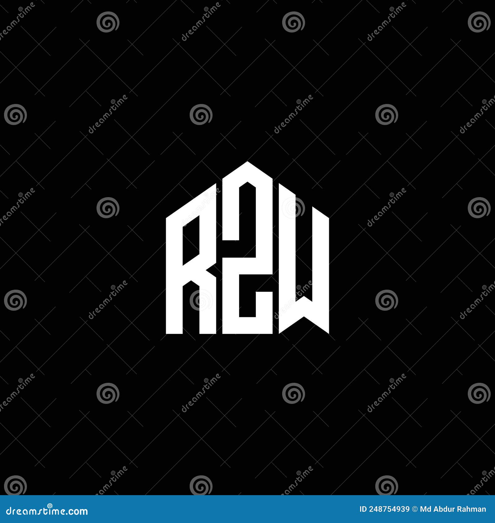 RZW Letter Logo Design on BLACK Background. RZW Creative Initials ...