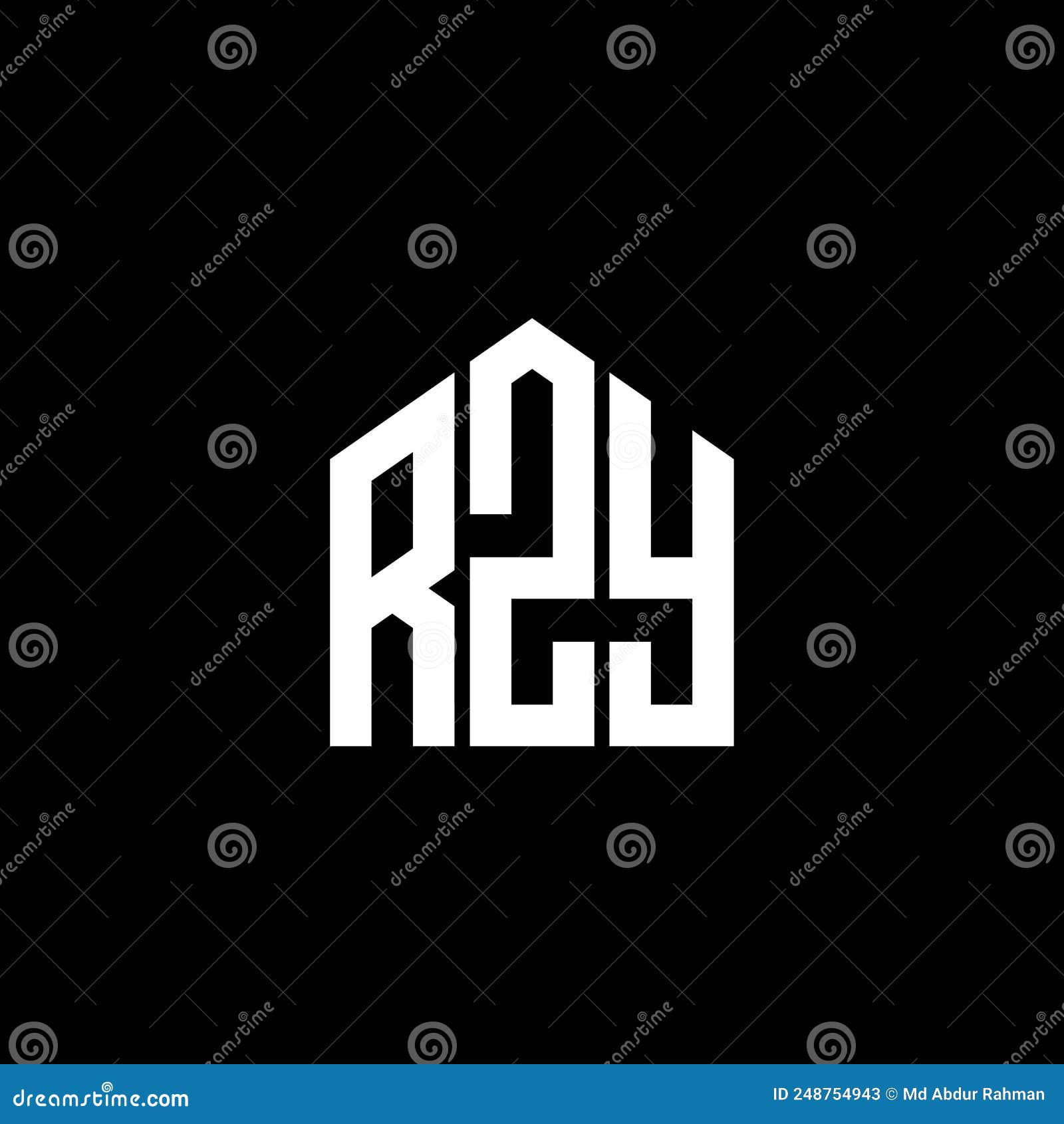 RZY Letter Logo Design on BLACK Background. RZY Creative Initials ...