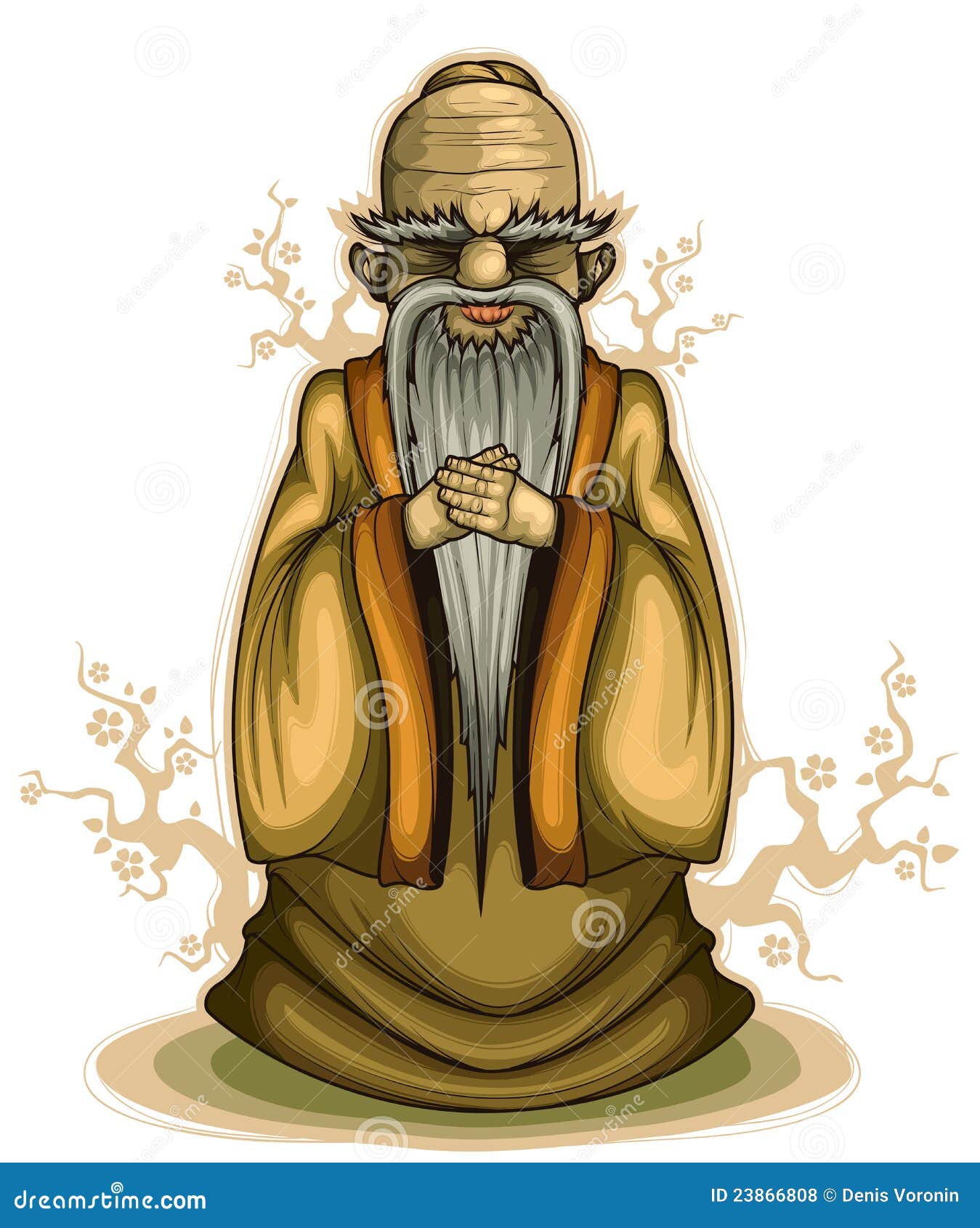 Sábio velho chinês ilustração do vetor. Ilustração de pensador - 23866808