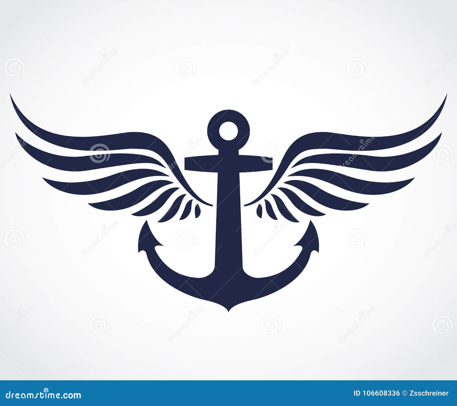 Símbolo con alas del ancla stock de ilustración. Ilustración de ...
