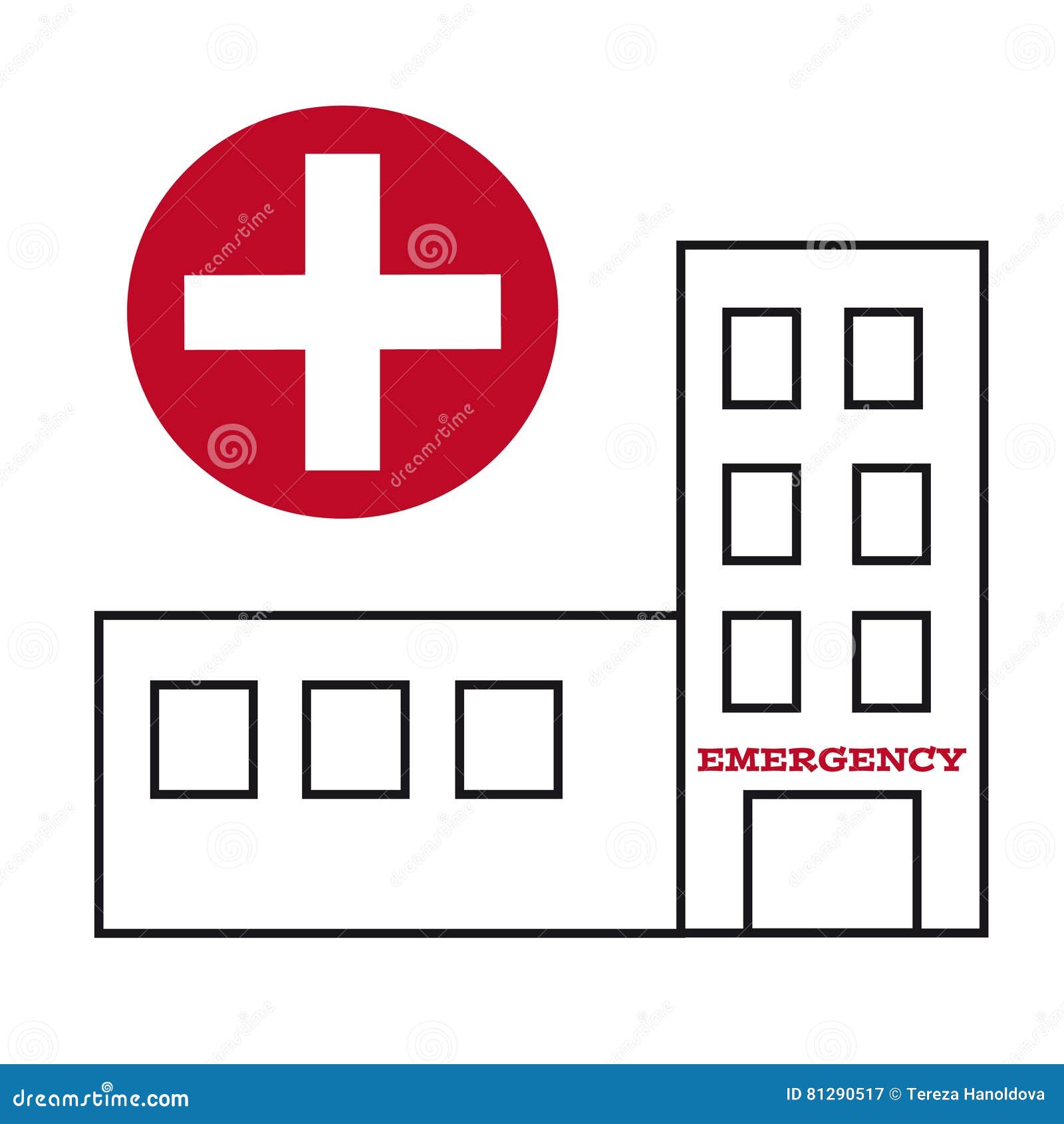Símbolo De Los Edificios Del Hospital Con La Cruz Ilustración del ...