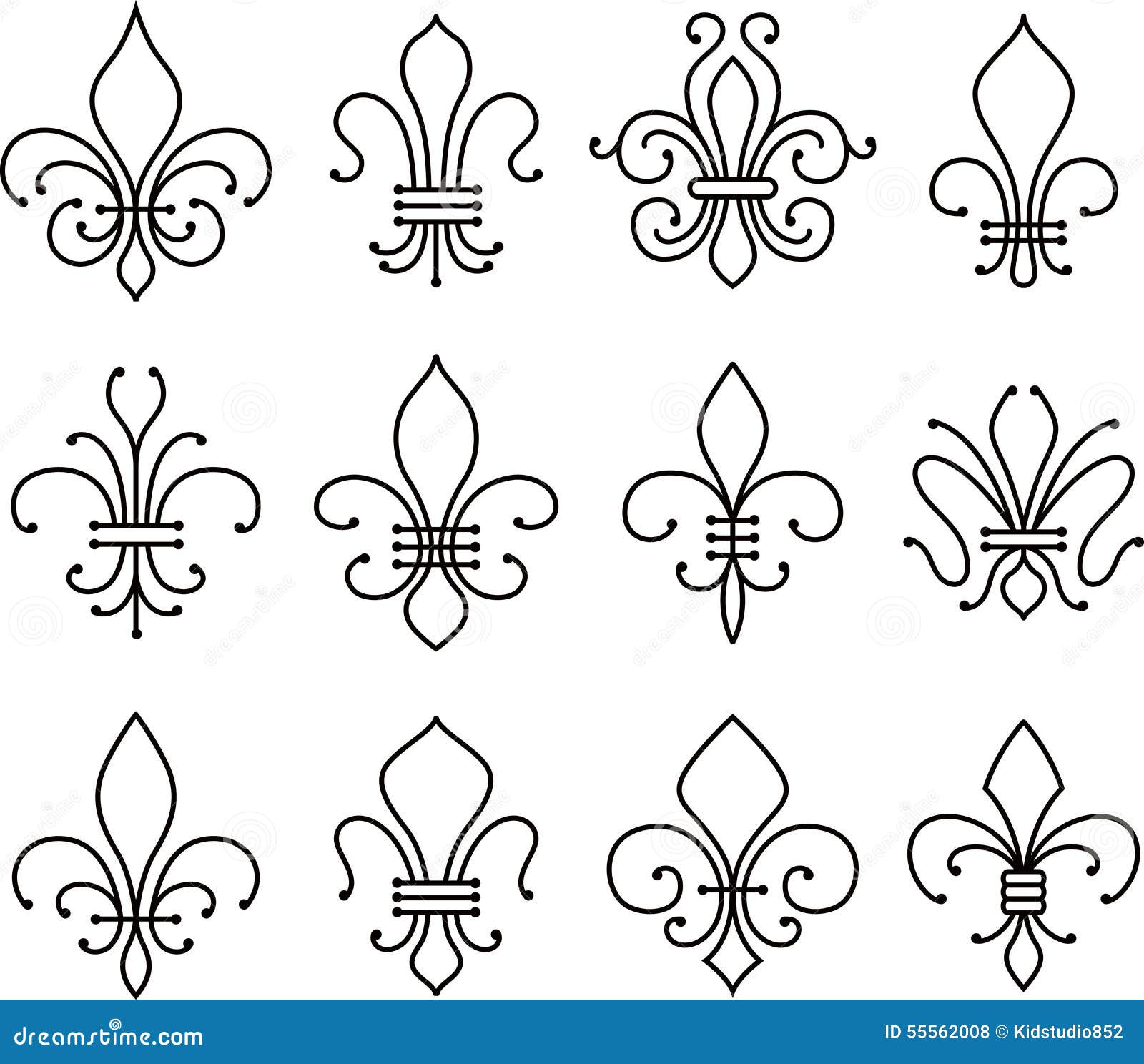 Símbolo De Los Elementos De La Voluta De La Flor De Lis Ilustración del ...