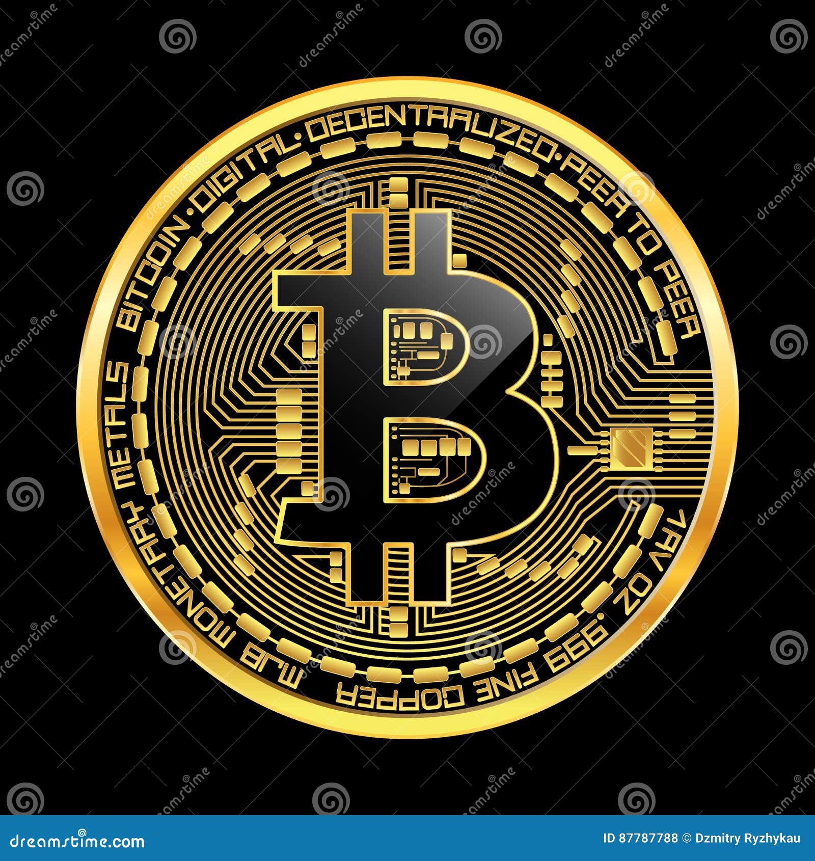Símbolo De Oro Del Bitcoin Crypto De La Moneda Ilustración del Vector ...