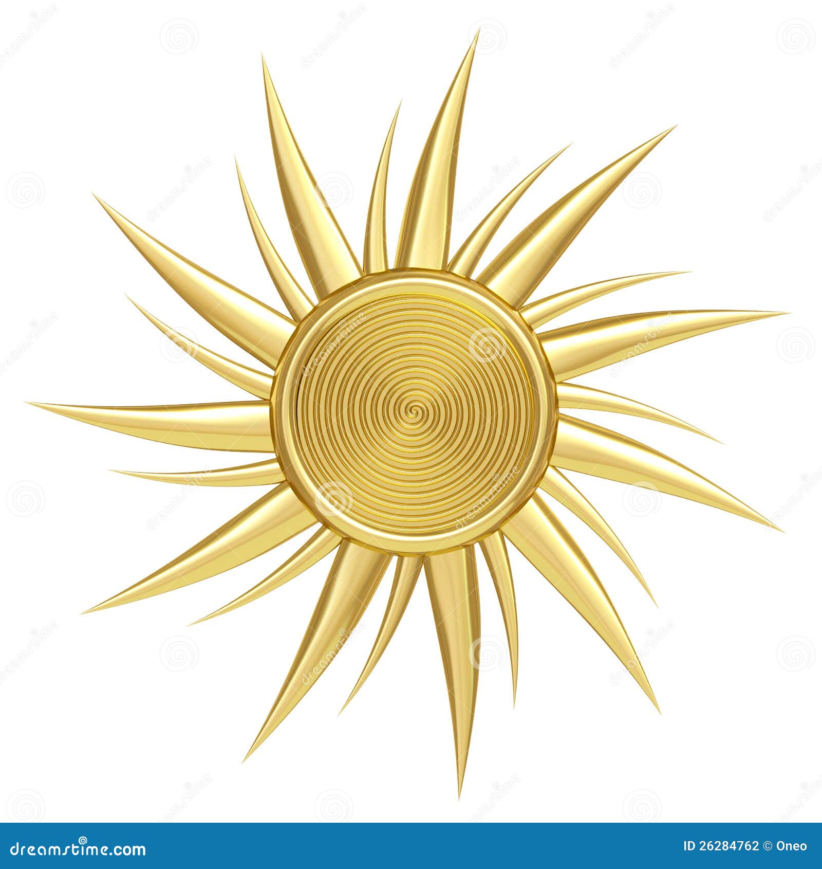 Símbolo De Oro Del Sol Aislado En Blanco Stock de ilustración ...