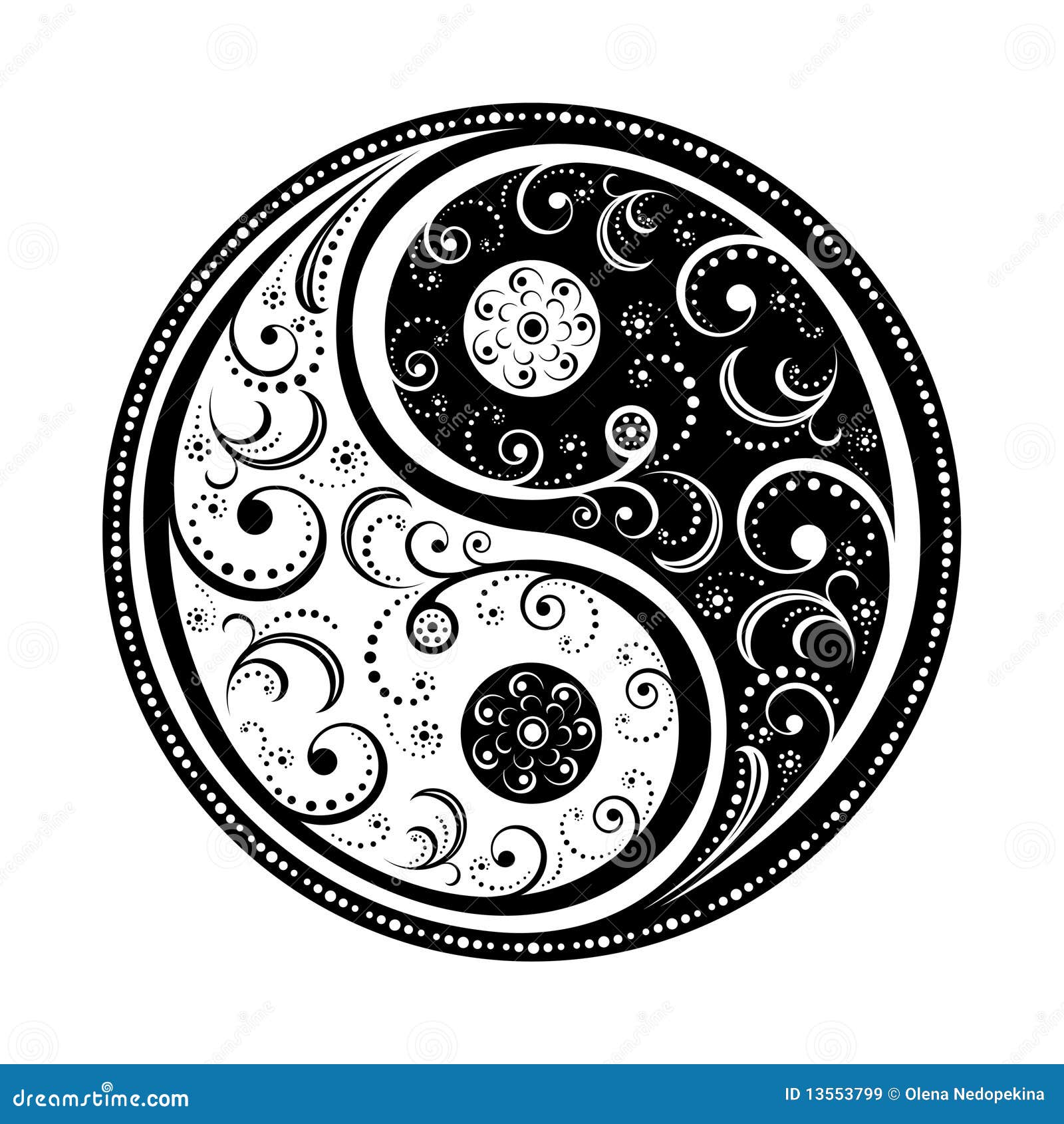 Símbolo de Yin Yang ilustração do vetor. Ilustração de folha - 13553799