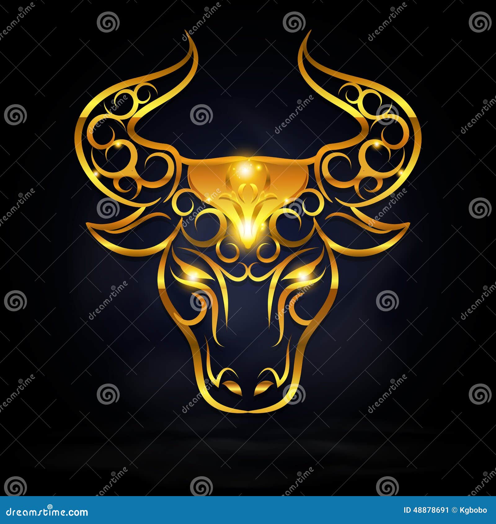 Símbolo del toro del oro ilustración del vector. Ilustración de aislado ...