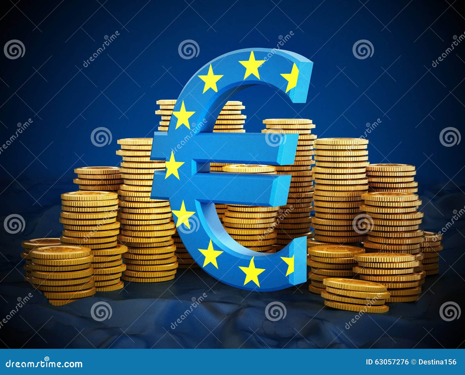Símbolo Do Euro E Pilha Das Moedas De Ouro Ilustração Stock ...