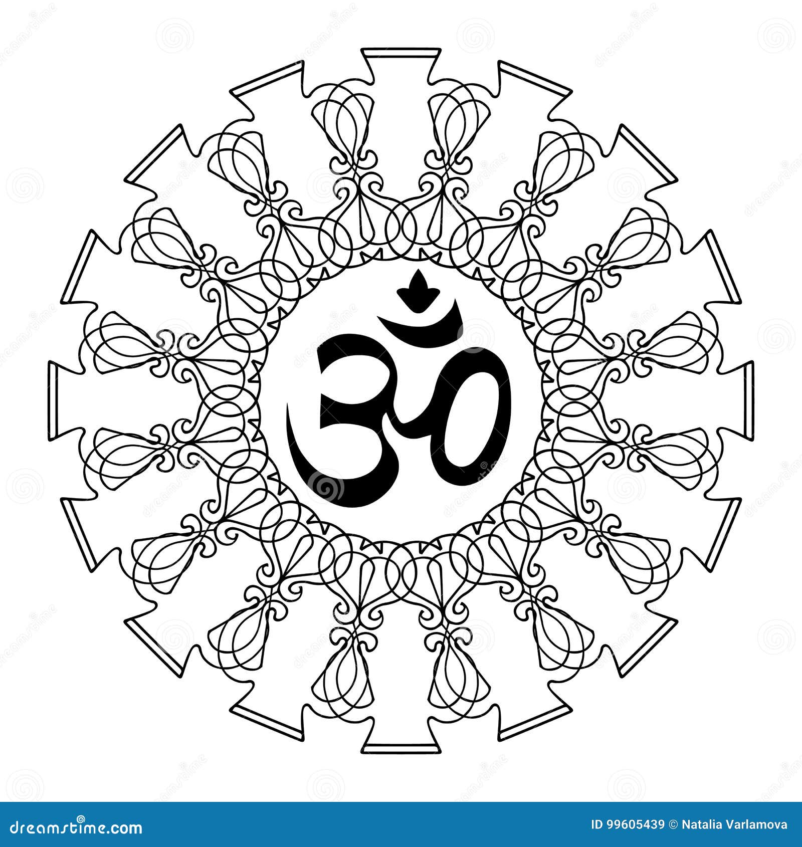 Símbolo Do Ohm De Diwali Com Mandala Ilustração do Vetor - Ilustração ...