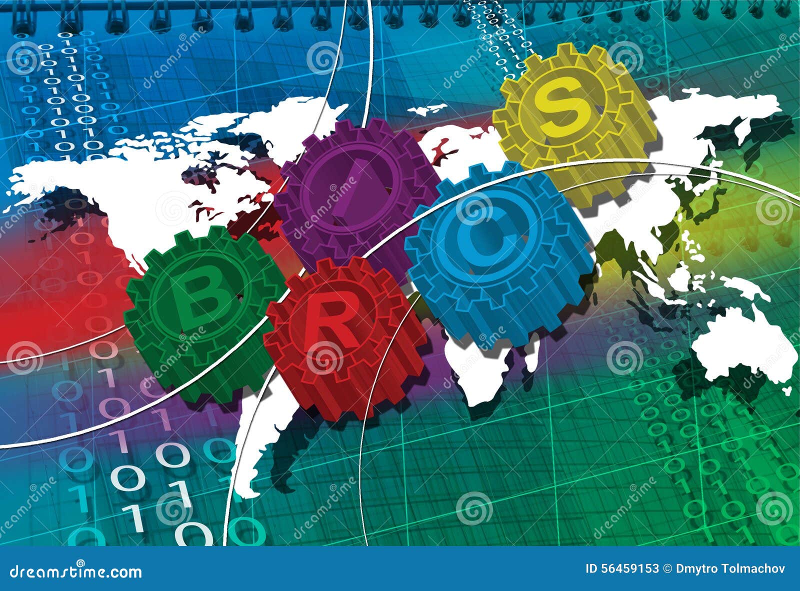 Símbolo Estilizado De BRICS Das Engrenagens Ilustração Stock ...